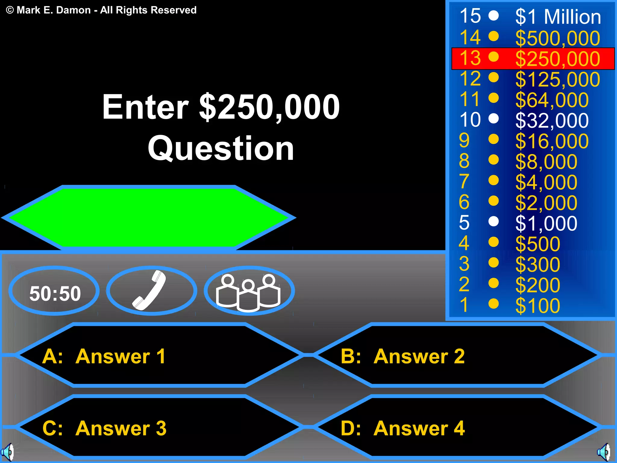 Who Wants to be a Millionaire? (Template) | PPT