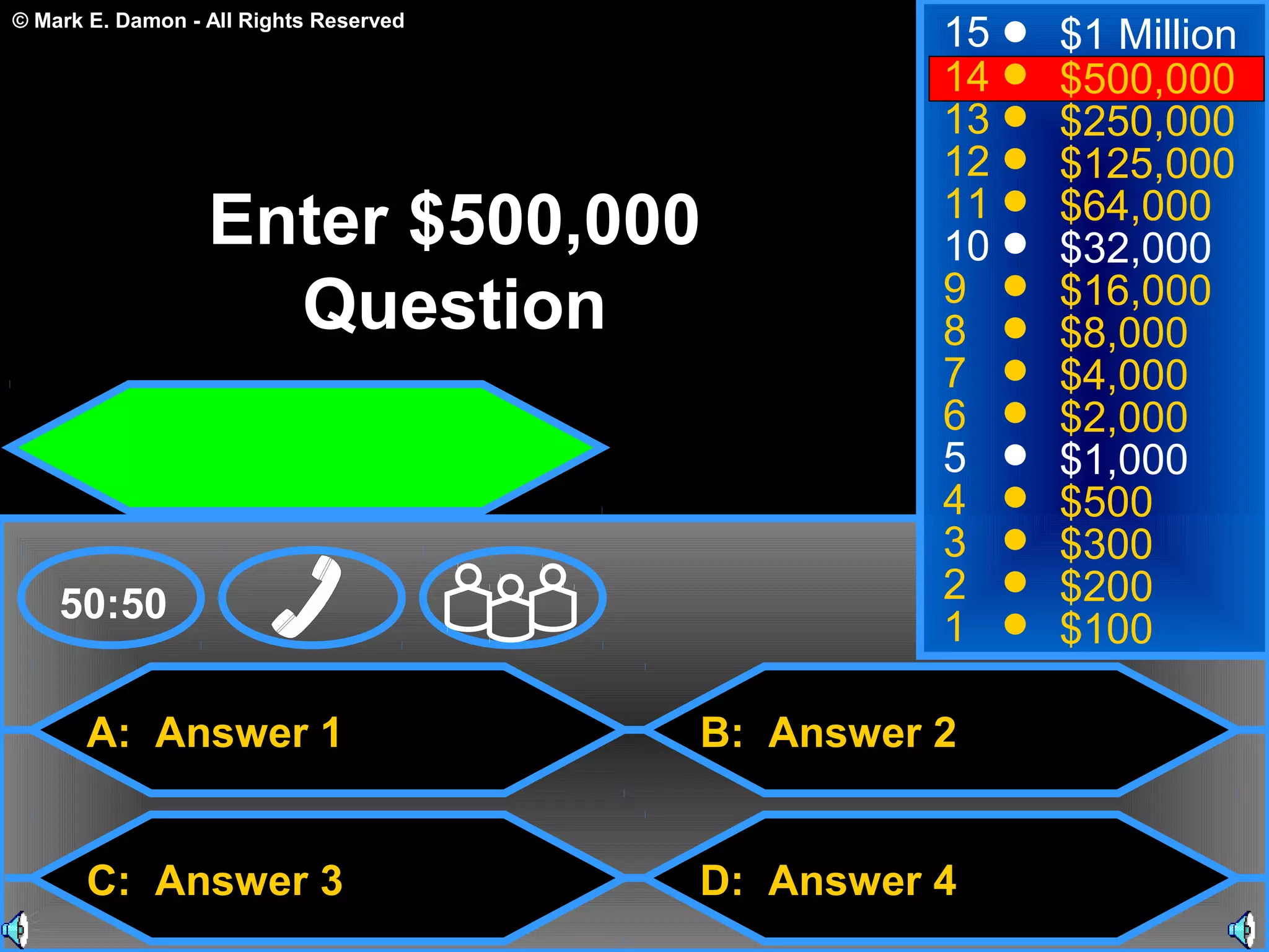 Who Wants to be a Millionaire? (Template) | PPT