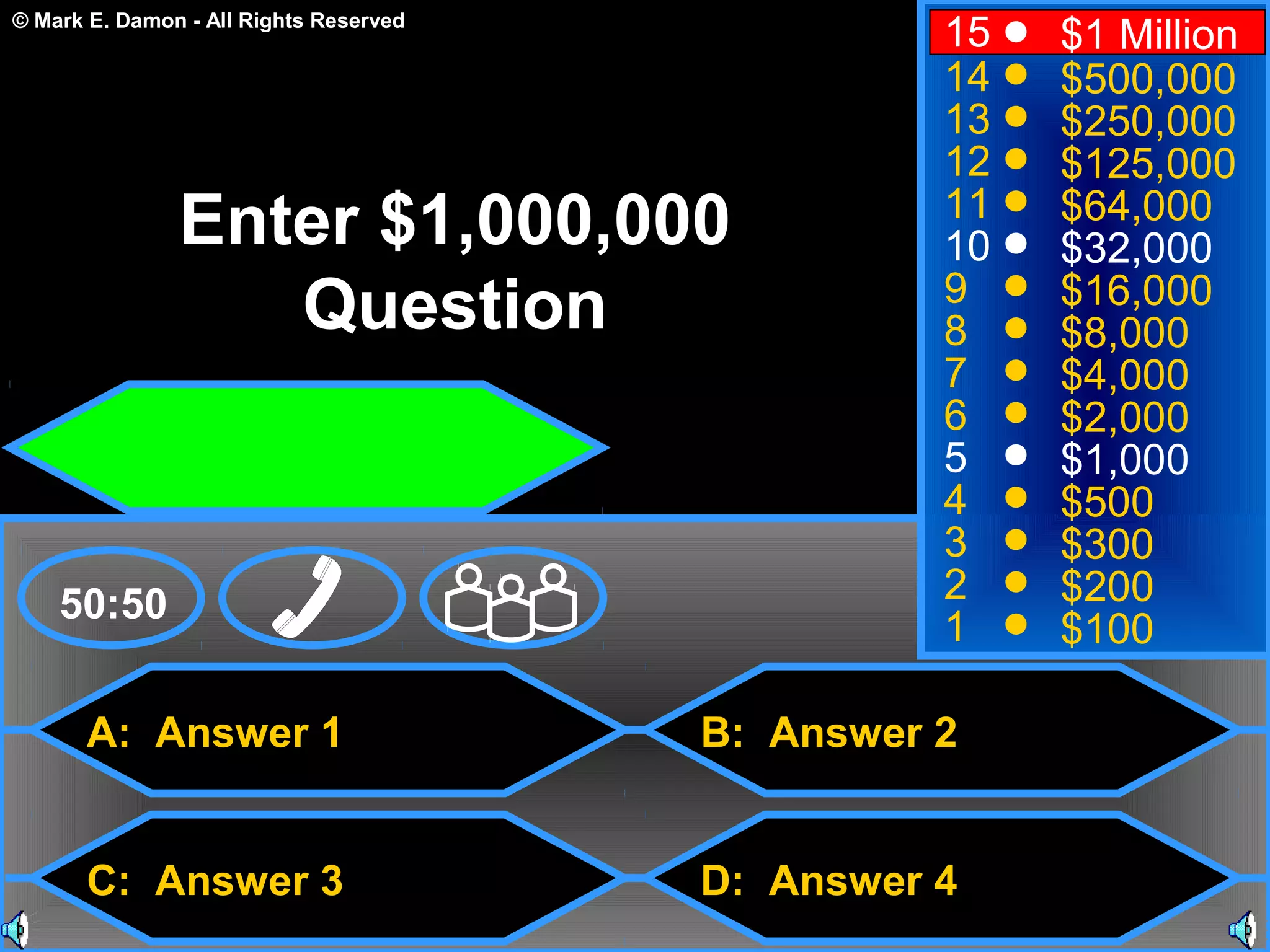 Who Wants to be a Millionaire? (Template) | PPT