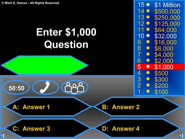Who Wants to be a Millionaire? (Template) | PPT