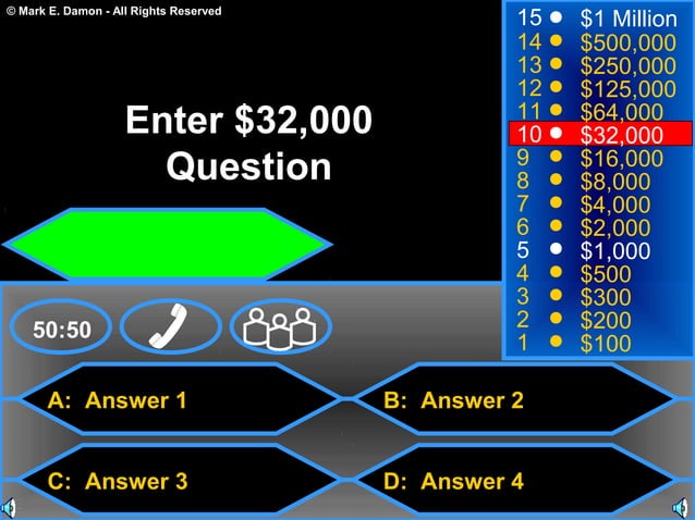 Who Wants to be a Millionaire? (Template) | PPT