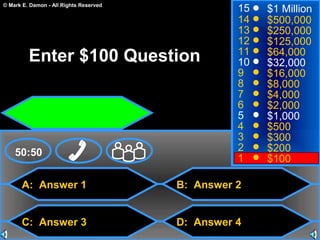 Who Wants to be a Millionaire? (Template) | PPT