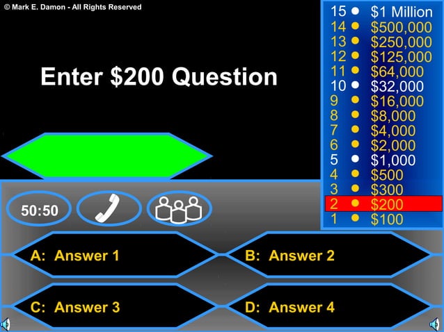 Who Wants to be a Millionaire? (Template) | PPT