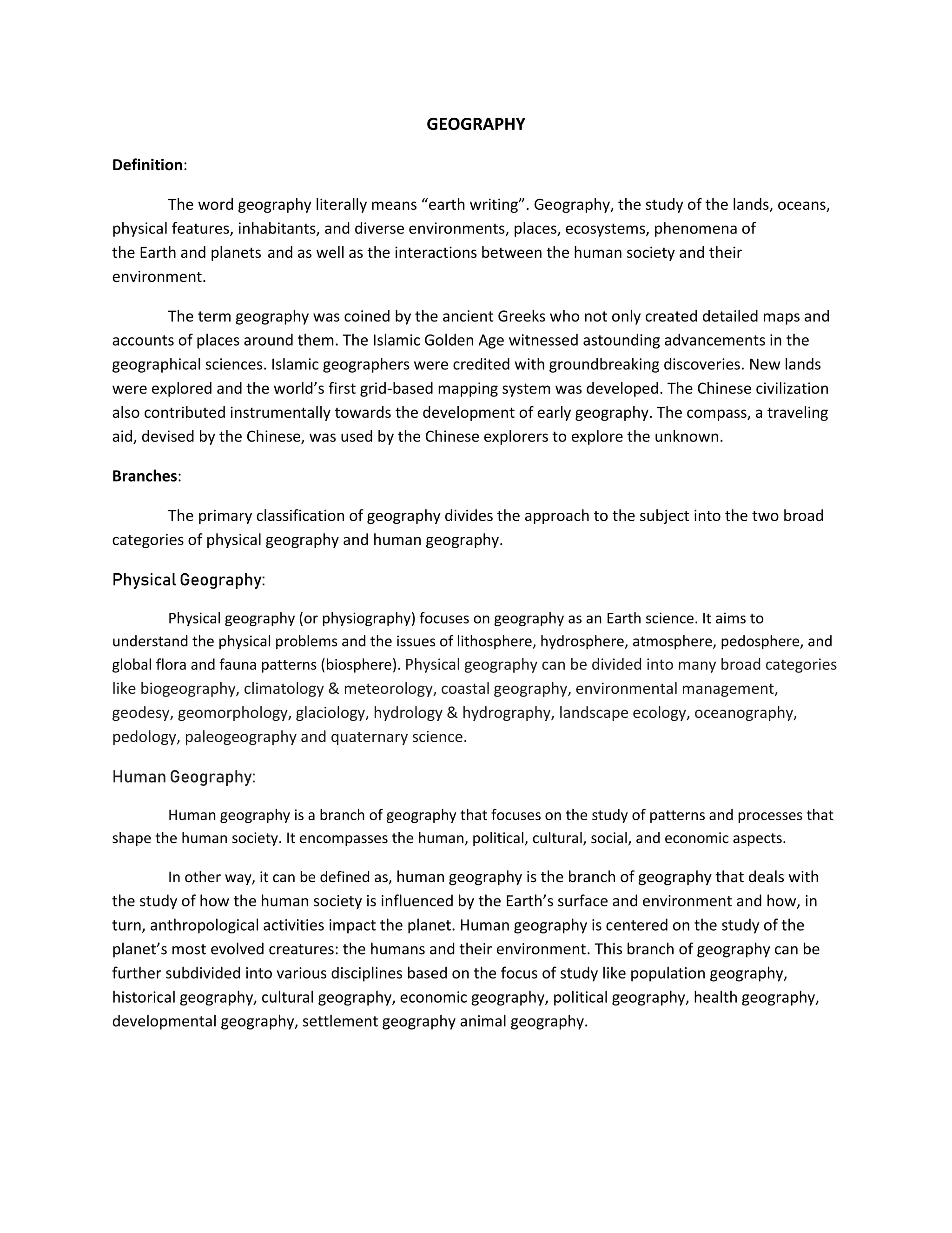 Geography - Definition, history and types | PDF