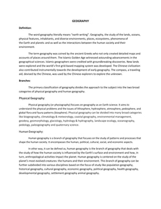 Geography - Definition, history and types | PDF