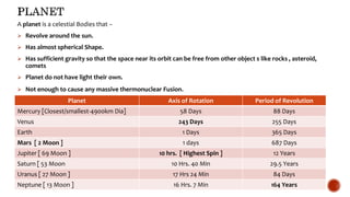 Geography: Module 1: Solar System | PPTX