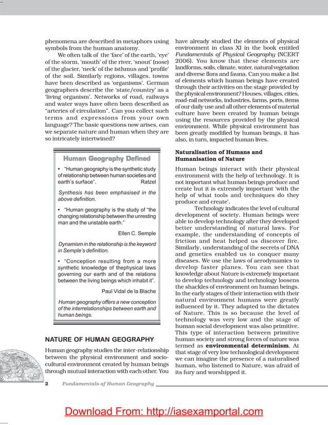Geography Fundamentals" Class - 12" NCERT | PDF