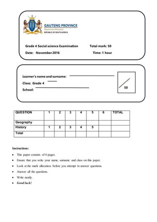 Geography grade-4-exam | DOCX
