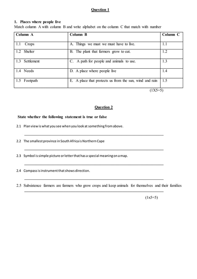 Geography grade-4-exam | PDF