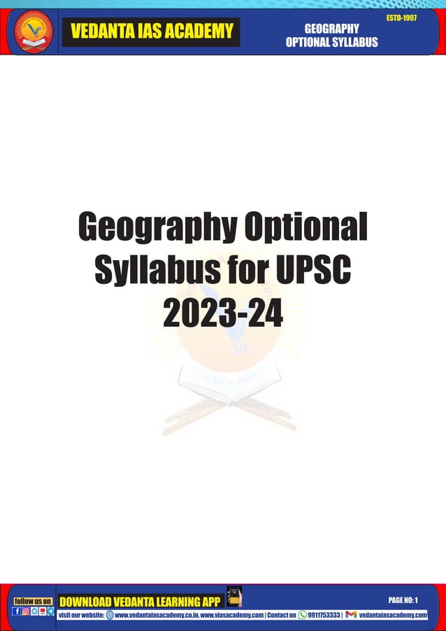 A Comprehensive Study Plan for UPSC Geography Optional: PDF | PDF