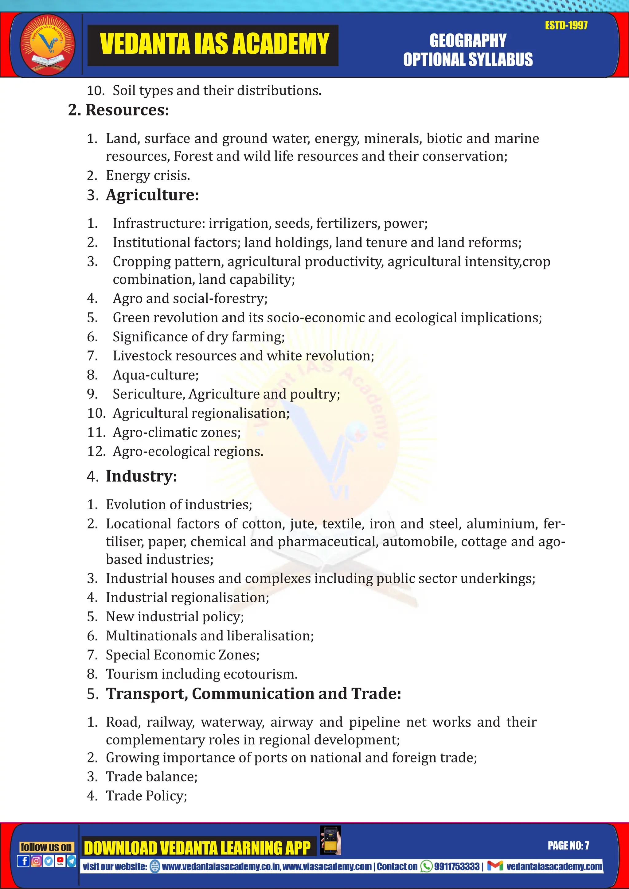 Geography Optional Syllabus for UPSC coaching | PDF