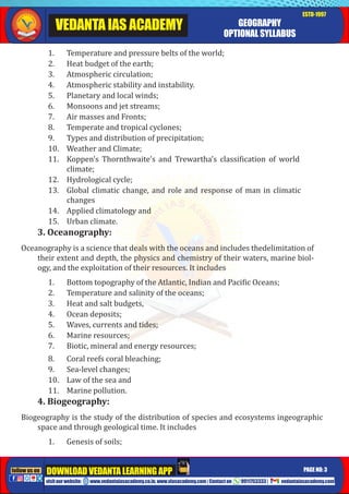 Geography Optional Syllabus for UPSC coaching | PDF
