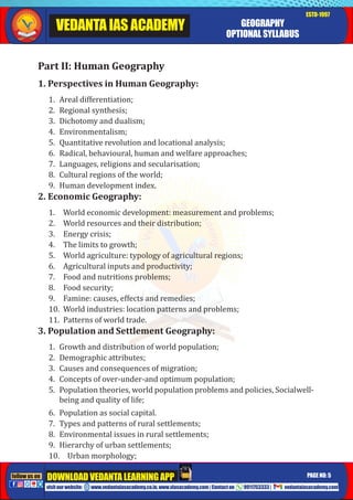 Geography Optional Syllabus for UPSC coaching | PDF