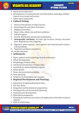 Geography Optional Syllabus for UPSC coaching | PDF