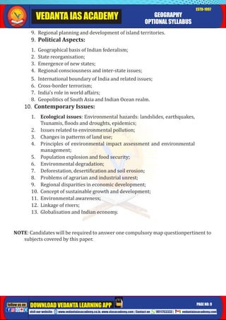 Geography Optional Syllabus for UPSC coaching | PDF