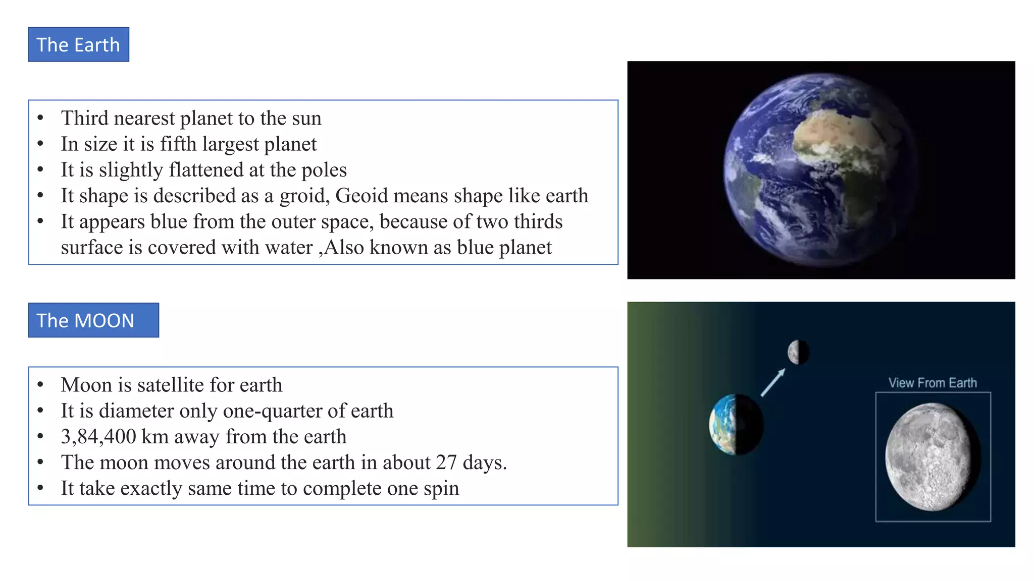 The Earth in the Solar System class 6th geography ppt | PPTX