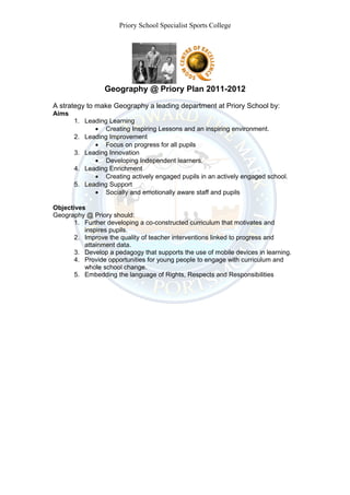 Geography action plan 2011 12 update 1 june 2012 | PDF