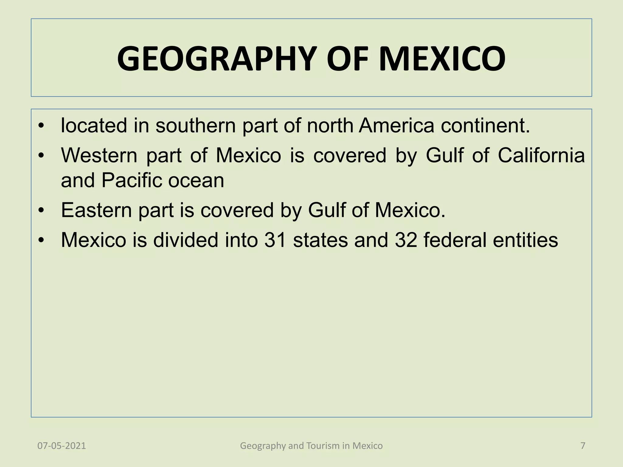 Geography and tourism in mexico 27042021 | PPTX
