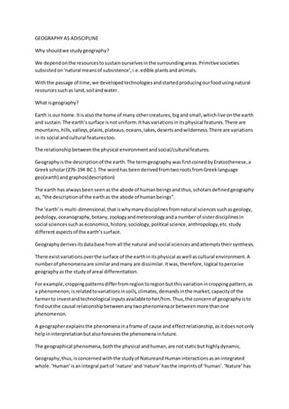 Geography as adiscipline | DOCX