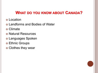geography of Canada. | PPTX | North America Travel | Travel Locations