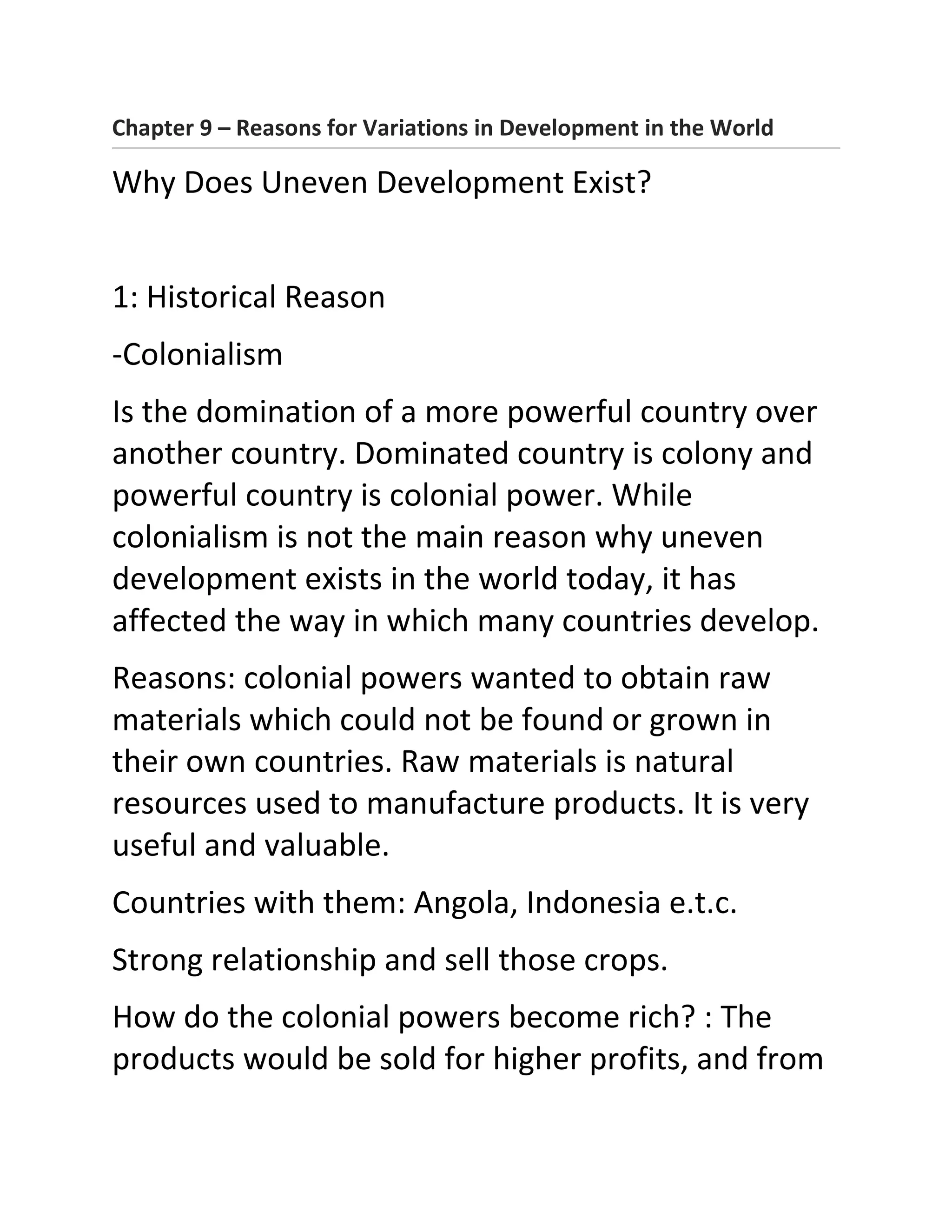 Geography chapter 9 reasons for variations in development in the world ...