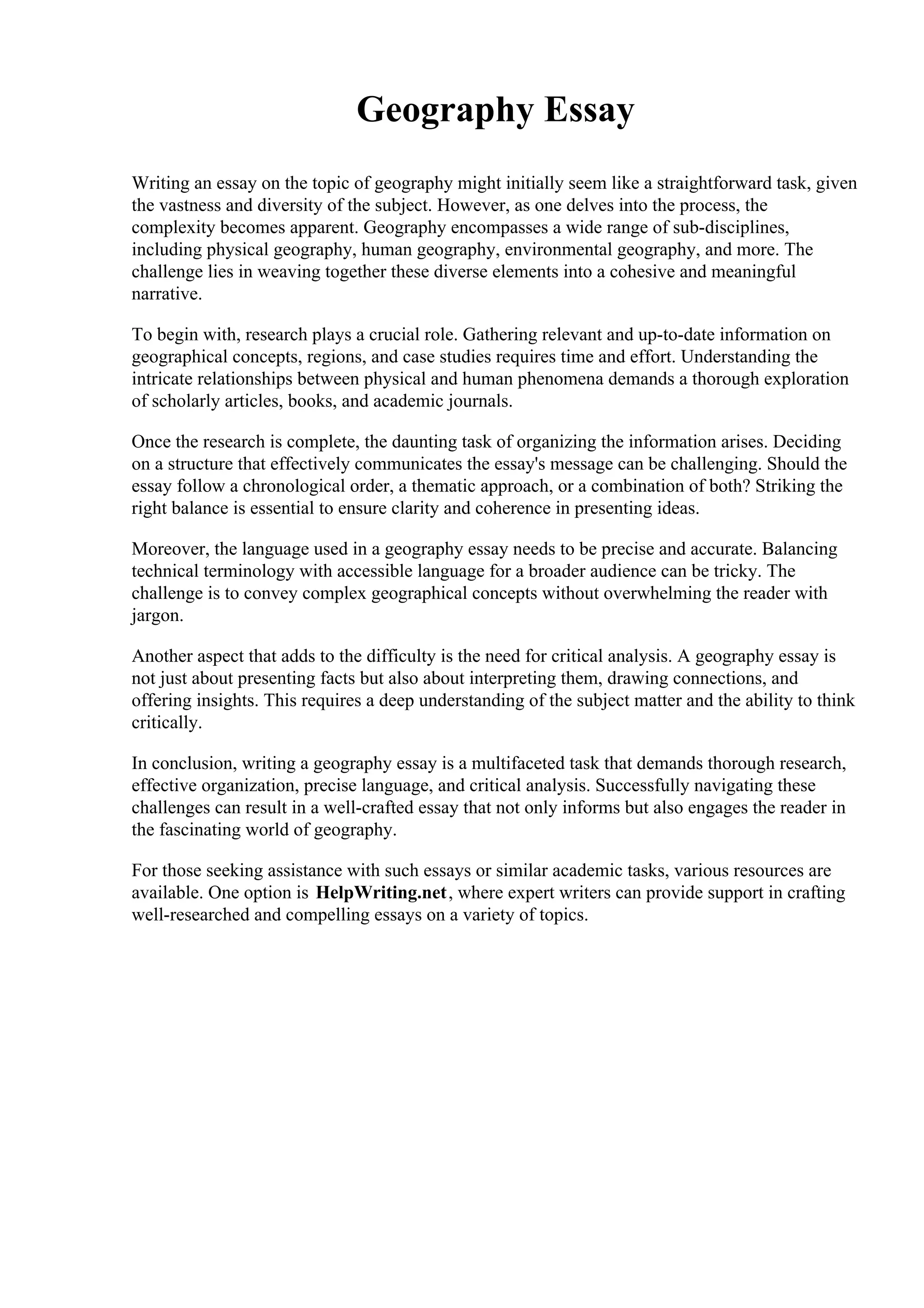 Geography Essay. Fresno Pacific University | PDF