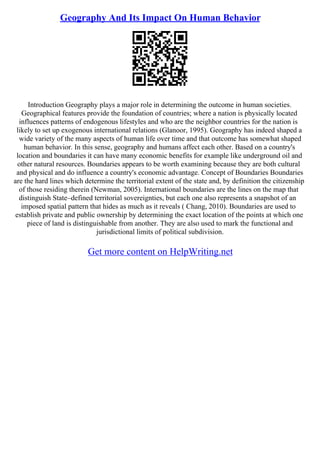 Geography Essay Examples | PDF