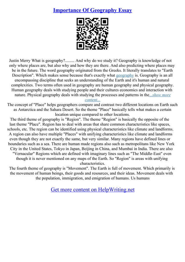 Geography Essay Examples | PDF | Geography | Science