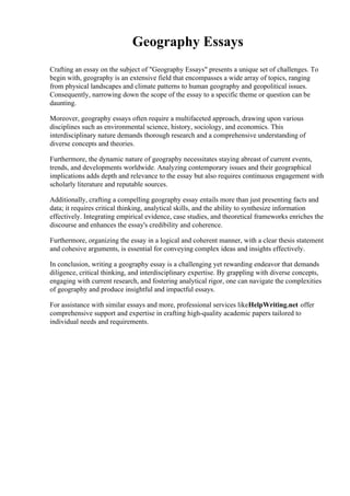 Geography Essays. Florida International University | PDF