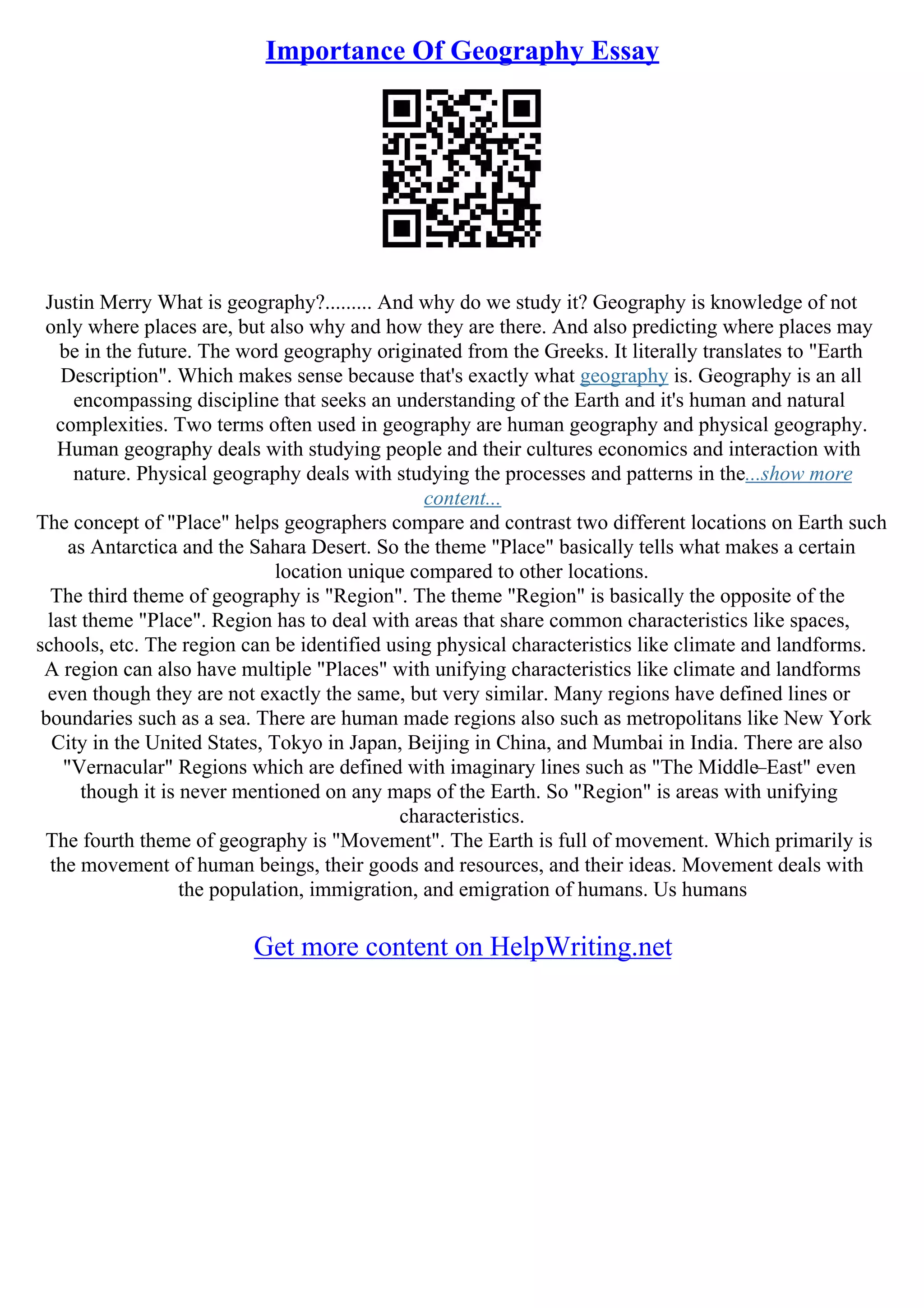 Geography Essay Topics | PDF | Geography | Science