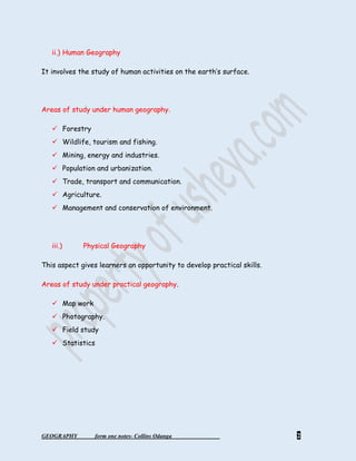 Geography form 1 notes, kenya syllabus | PDF