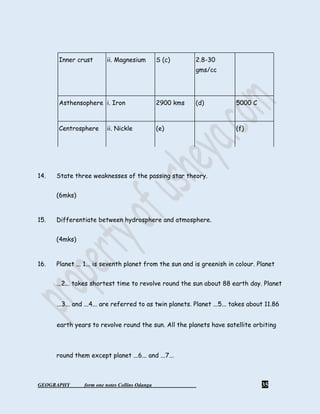 Geography form 1 notes, kenya syllabus | PDF