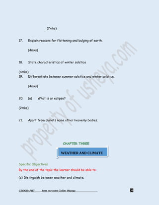Geography form 1 notes, kenya syllabus | PDF