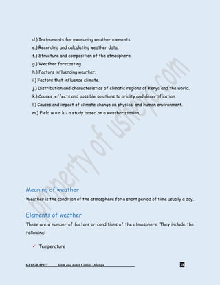 Geography form 1 notes, kenya syllabus | PDF