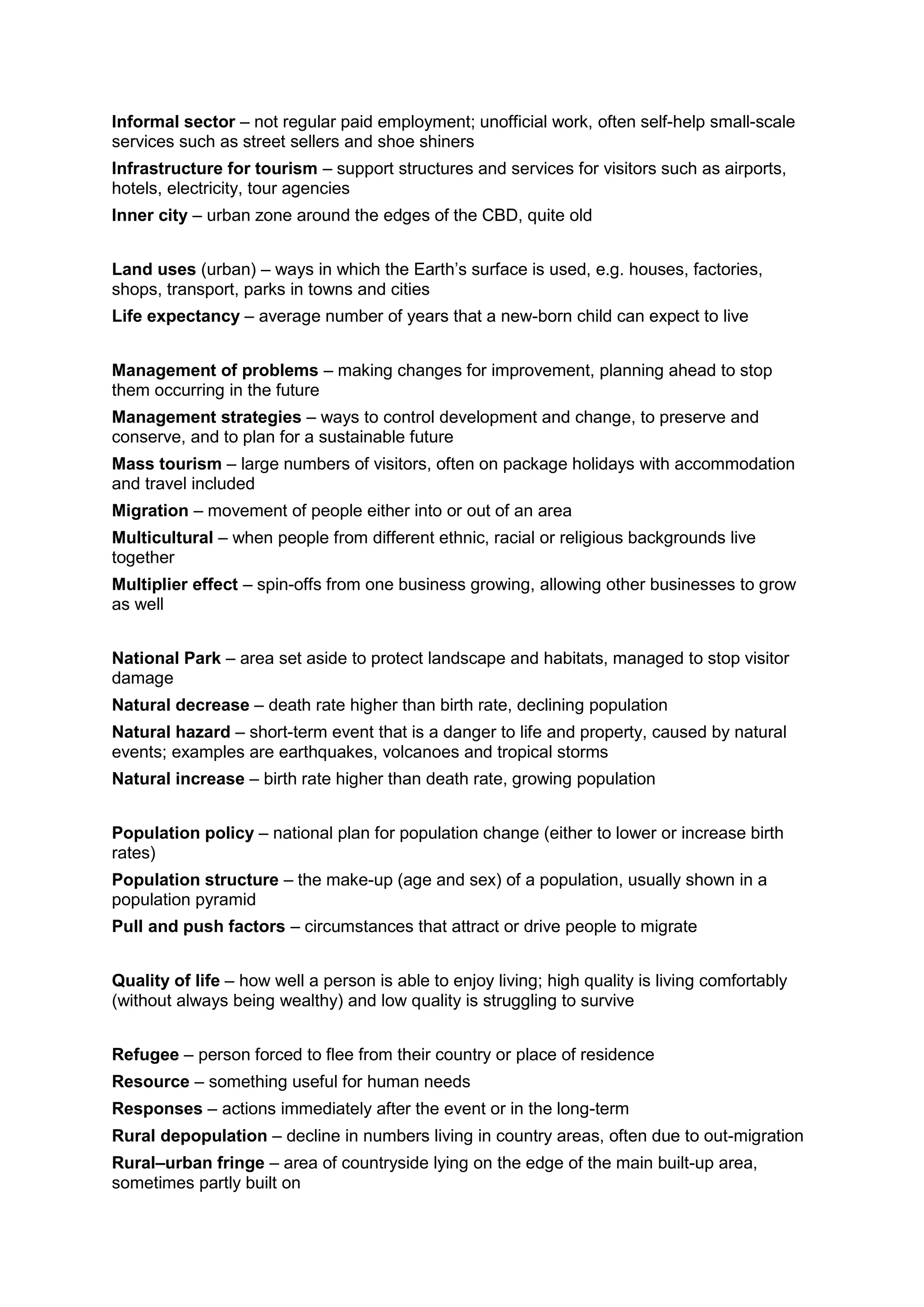 Geography gcse year 11 examination preparation booklet | DOCX