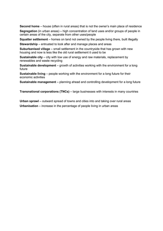 Geography gcse year 11 examination preparation booklet | PDF