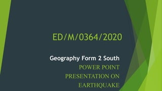 Form 2 geography notes Earthquake.pptstx | PPT