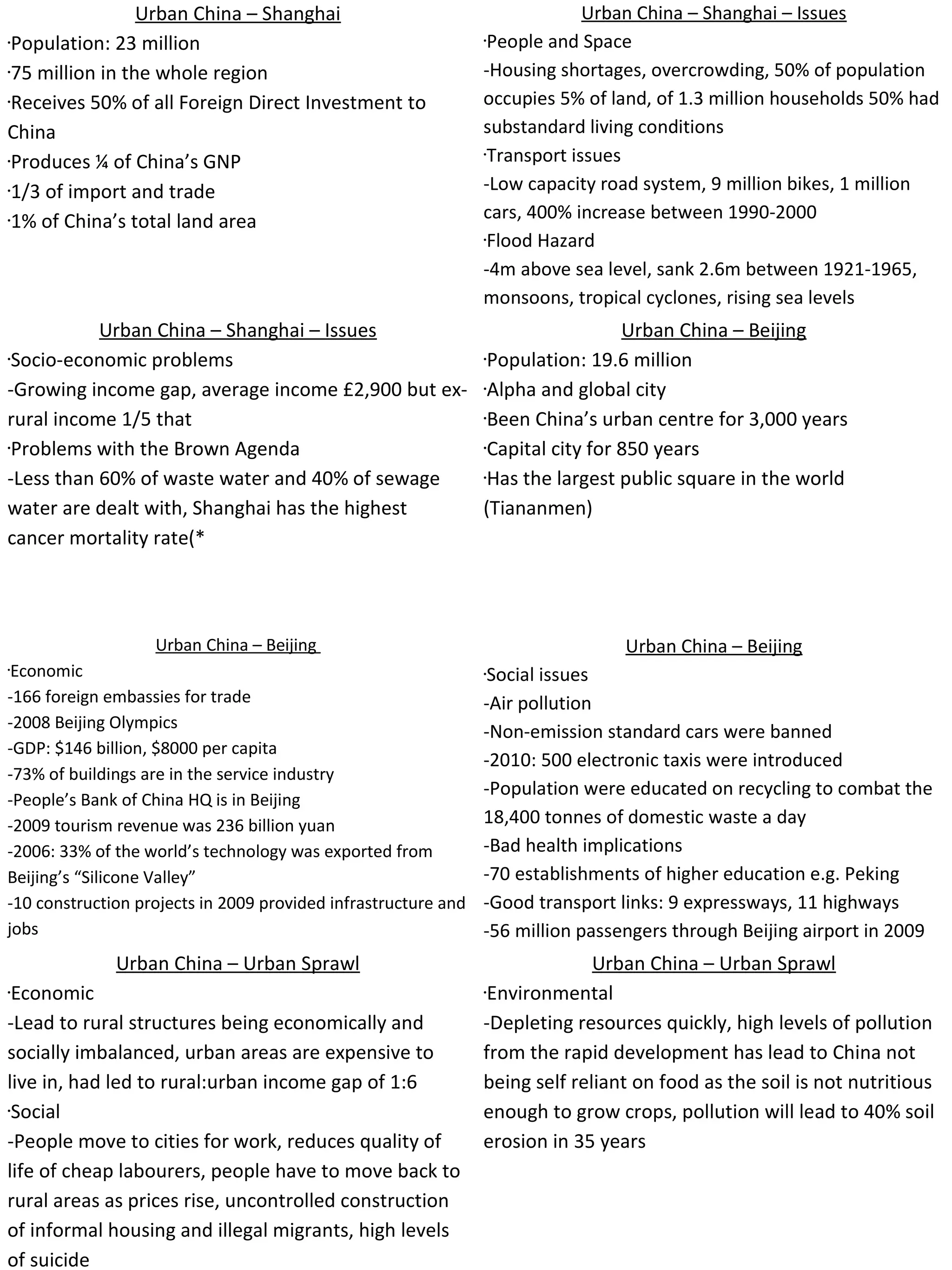 WJEC A2 Geography China Notes | ODP