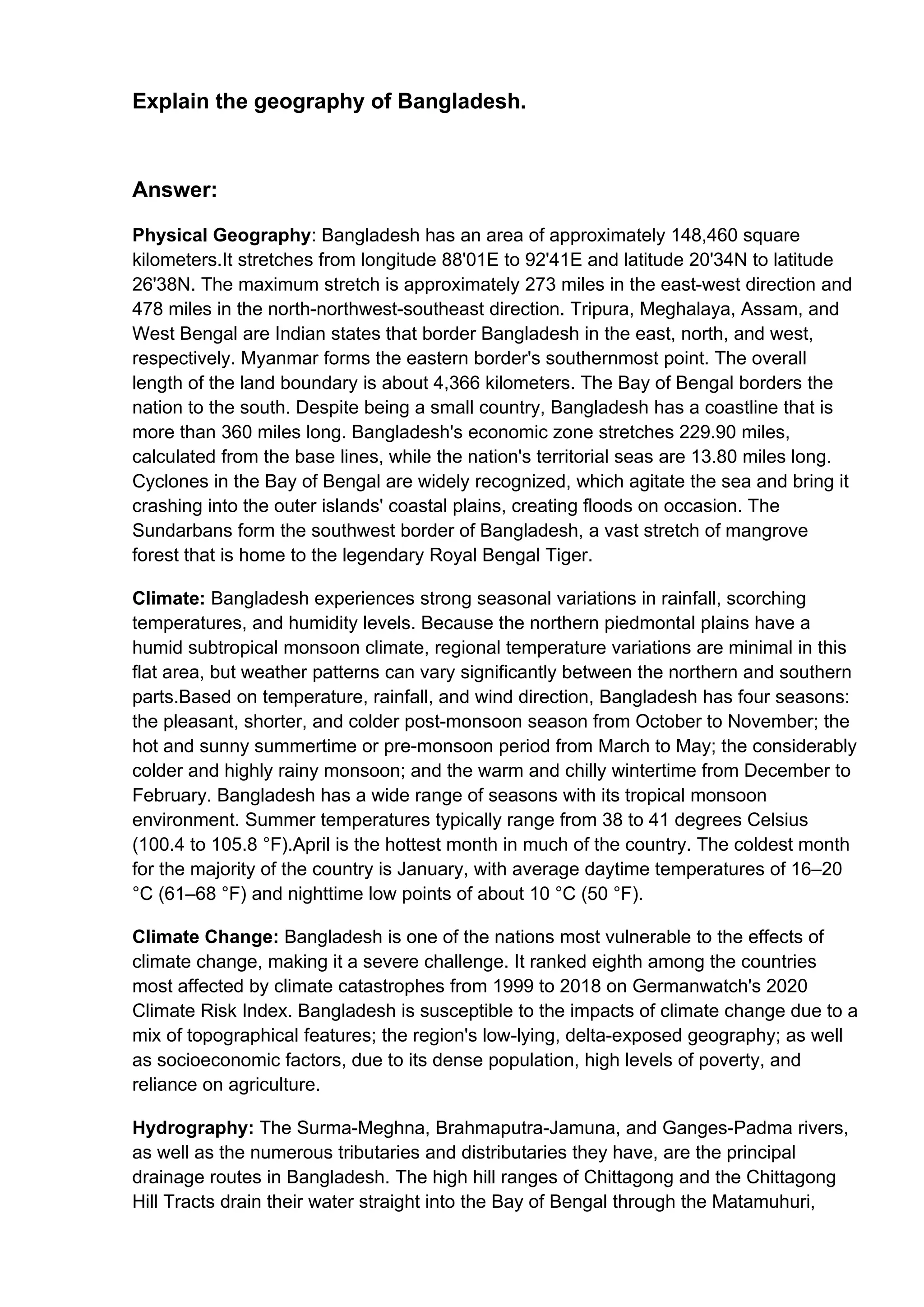 Geography of Bangladesh -Shakil Anower Samrat | PDF