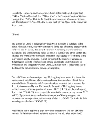 Geography of china | DOCX