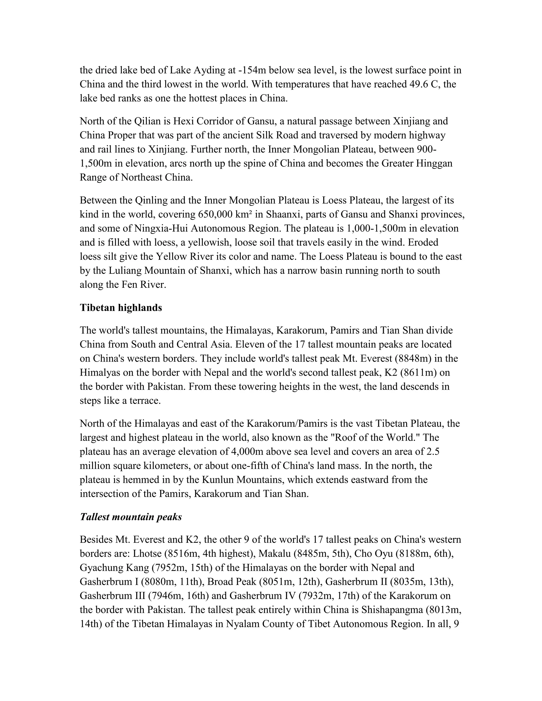 Geography of china | DOCX