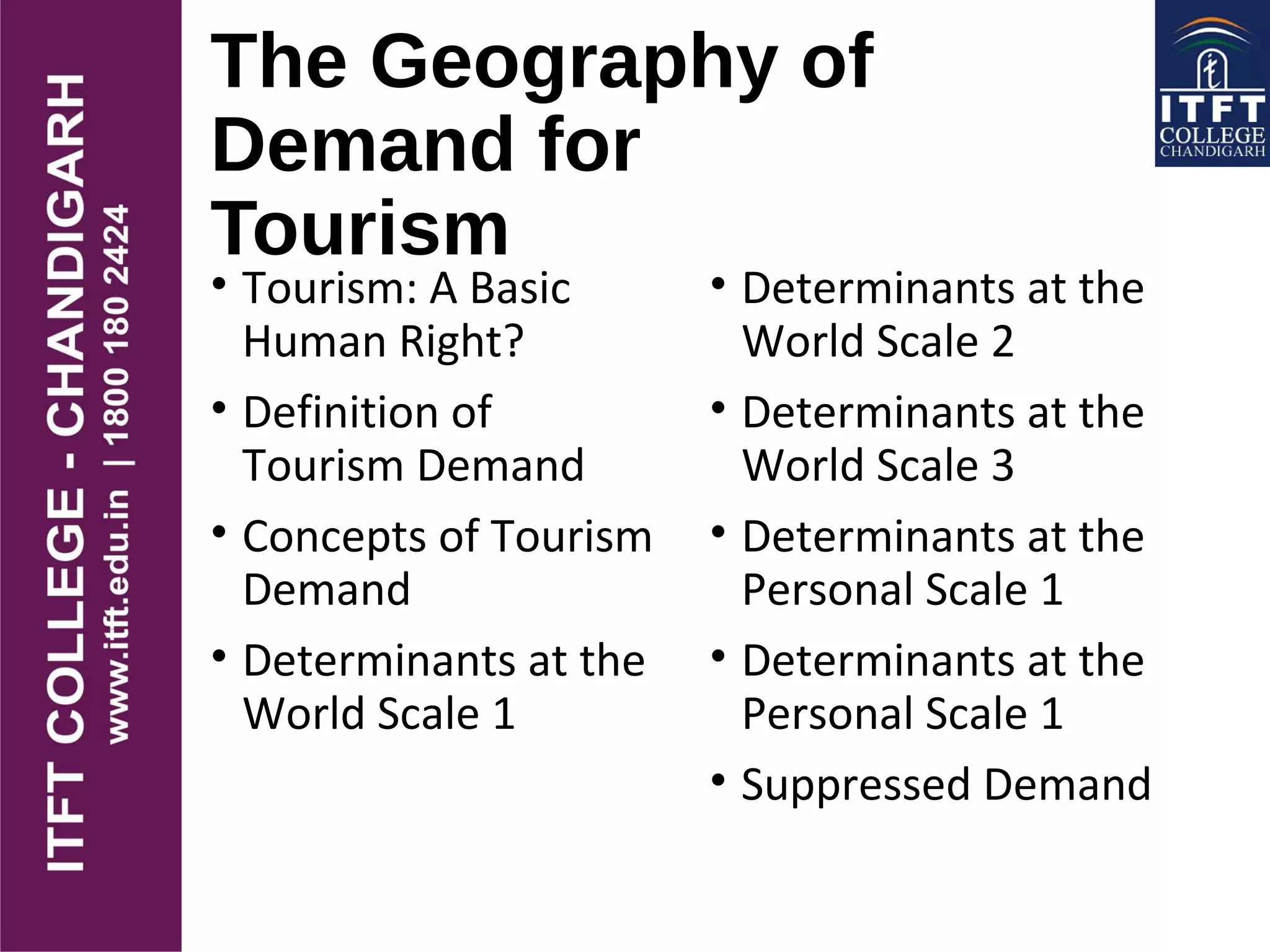 ITFT-Demand in tourism grography | PPT