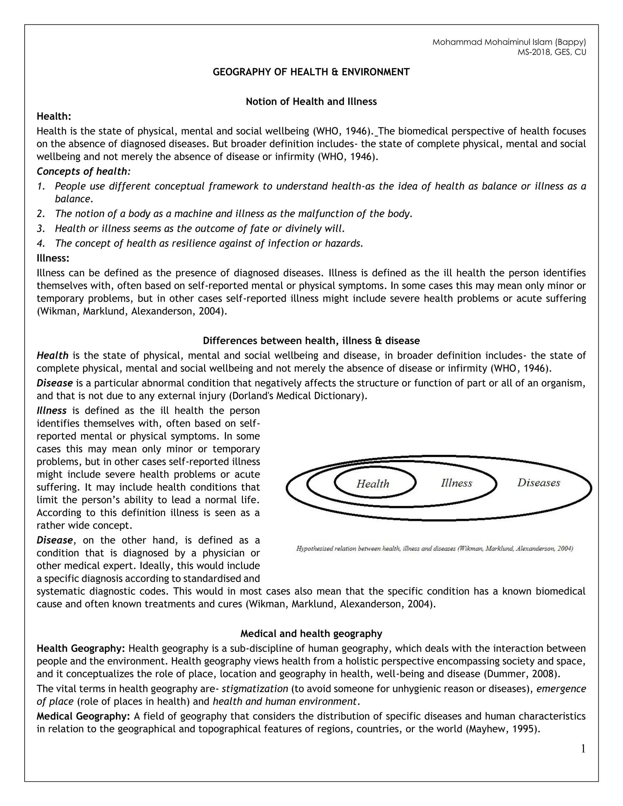 Geography of health and environment | PDF