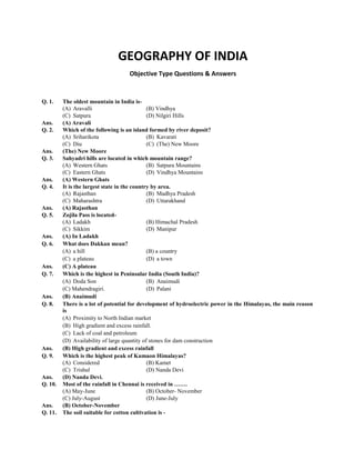 Geography of India | DOCX