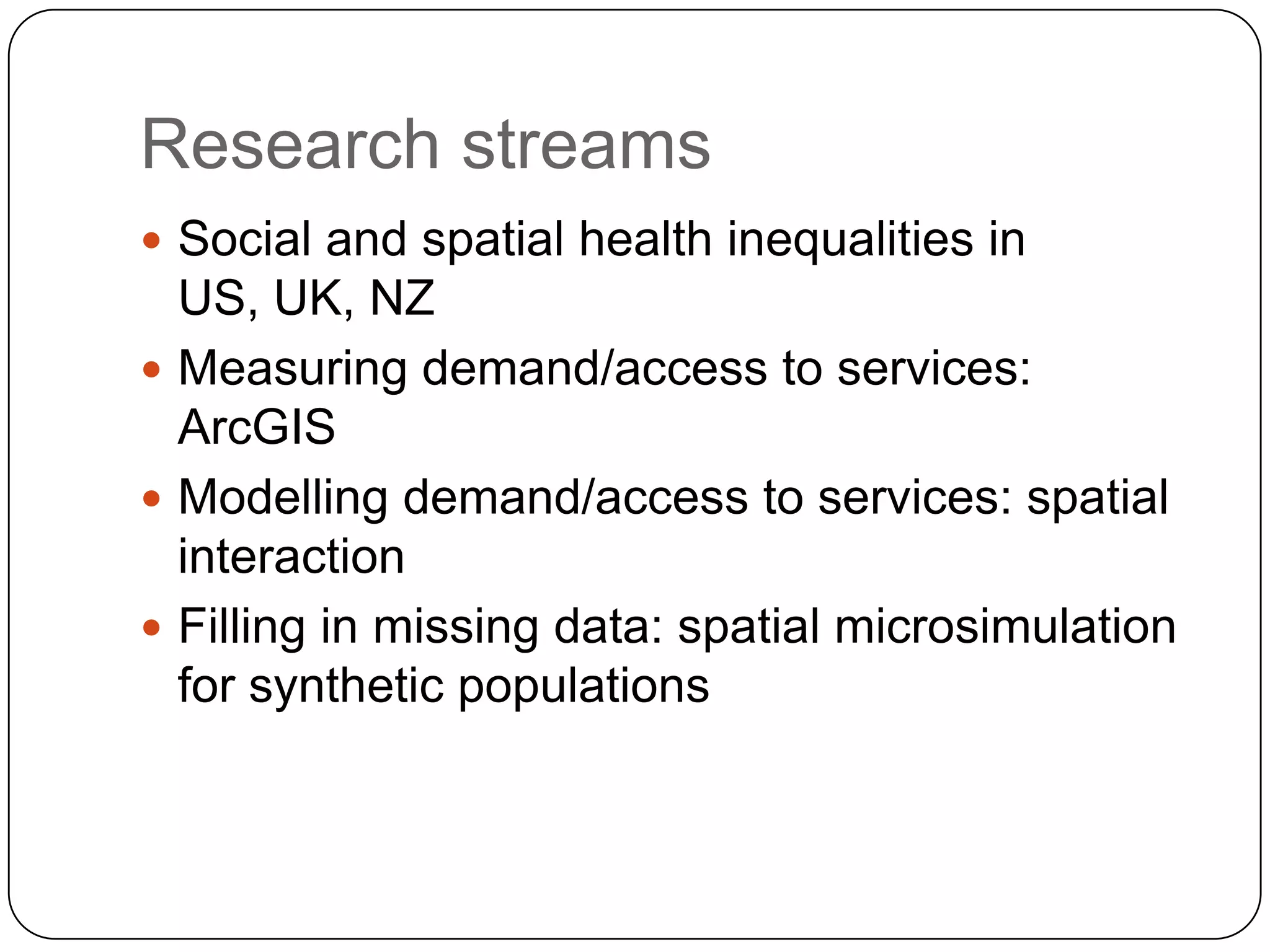 Small area spatial modelling and mapping of health | PPT