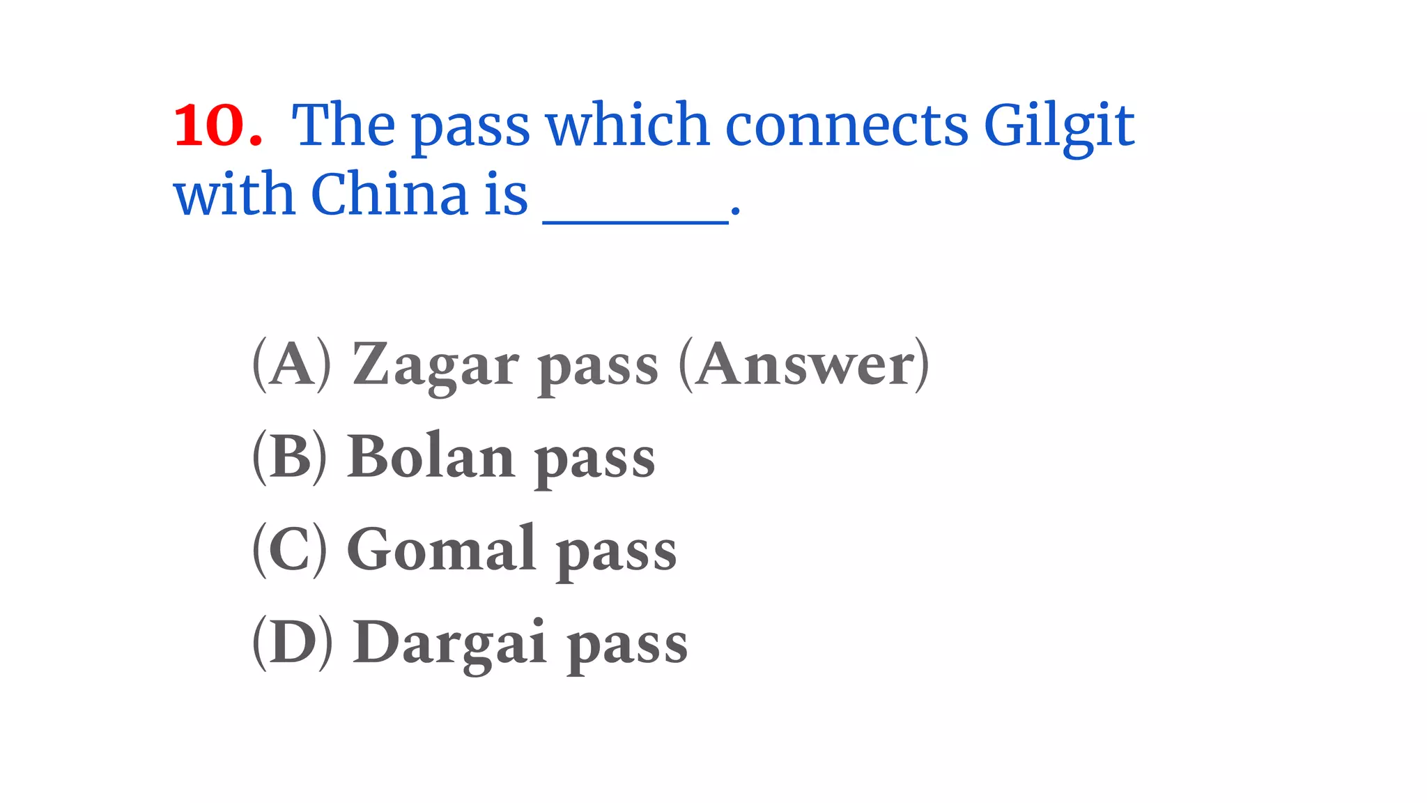 Geography of Pakistan MCQs with answers || Pak Studies MCQs || Part 2 ...