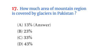 Geography of Pakistan MCQs with answers || Pak Studies MCQs || Part 2 ...