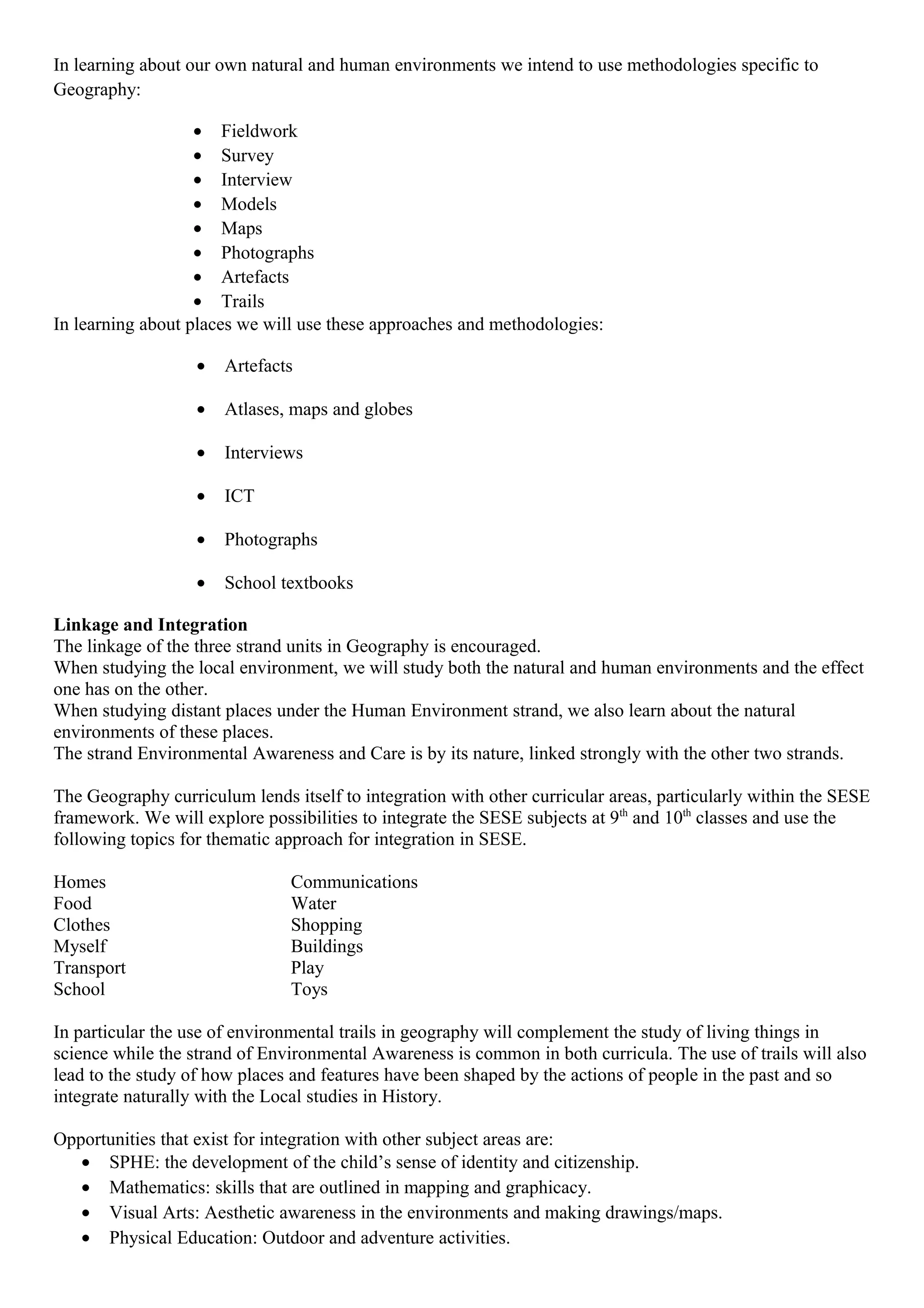 Geography plan 2014 (1) | DOC | Education industry | Industries
