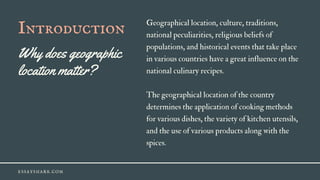 Geographical Conditions and National Cuisine | PDF