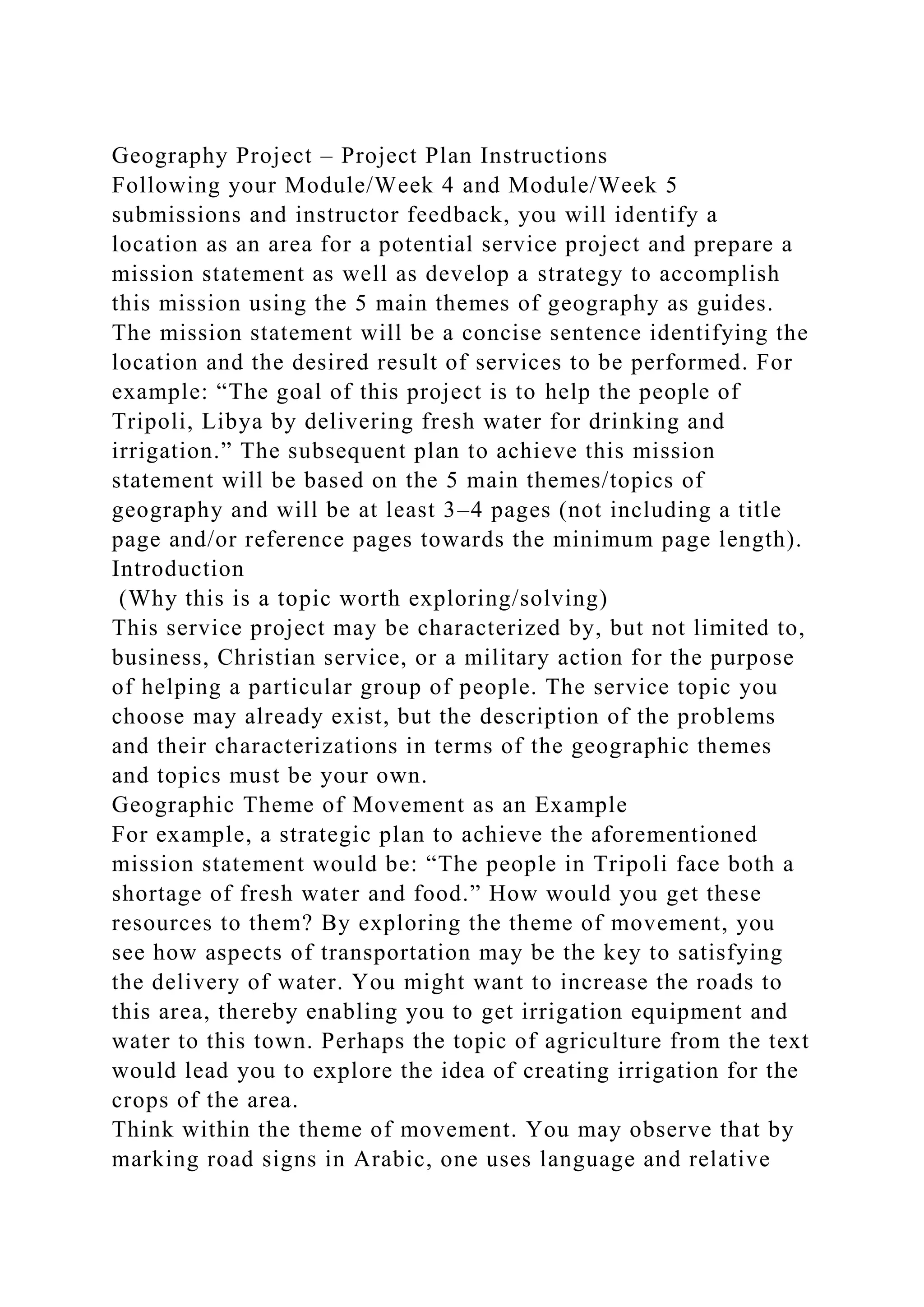 Geography Project – Project Plan InstructionsFollowing your Module.docx